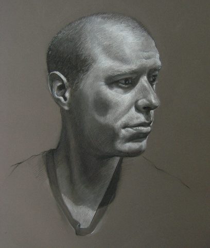 Scott Hutchison – Self Portrait in Conte – Commissions, Drawings